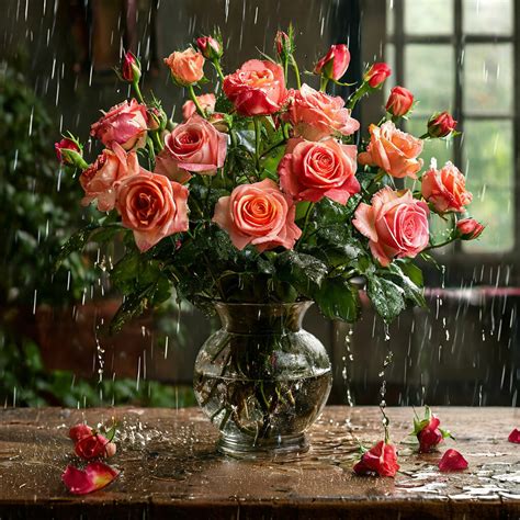 «Букет роз в вазе стоят на столе идё… — картинка создана в Шедевруме