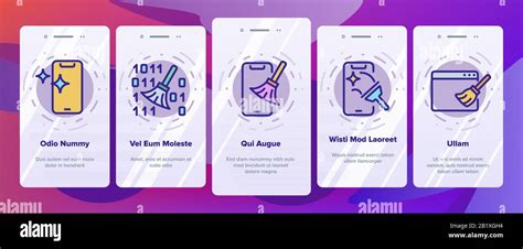 Cleaning Application Onboarding Icons Set Vector Stock Vector Image