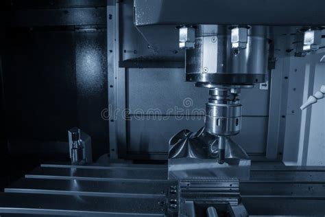 The Cnc Milling Machine Rough Cutting The Injection Mold Parts By Indexable Tools Stock Image