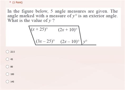 Solved In The Figure Below 5 Angle Measures Are Given The