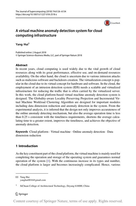 A Virtual Machine Anomaly Detection System For Cloud Computing Infrastructure