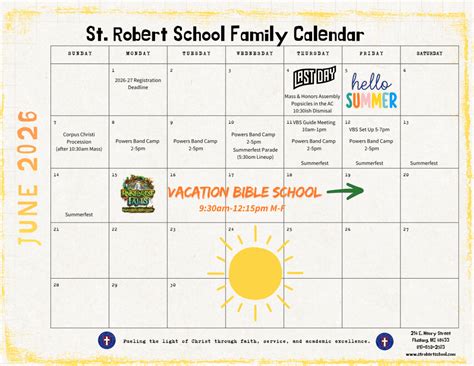 Calendars St Robert Catholic School