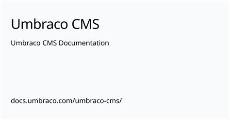 Umbraco Cms Documentation Umbraco Cms