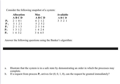 solved consider the following snapshot of a system