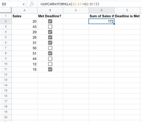 Google Sheets How To Sum If Checkbox Is Checked