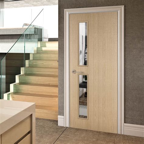 Bespoke Ash Veneer Door Twin Vertical Panes Direct Doors