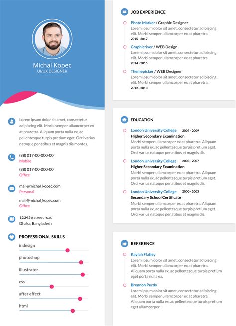 Web Designer Cv Template Free Download Free Printable