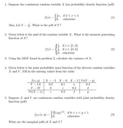 Solved Suppose The Continuous Random Variable X ﻿has