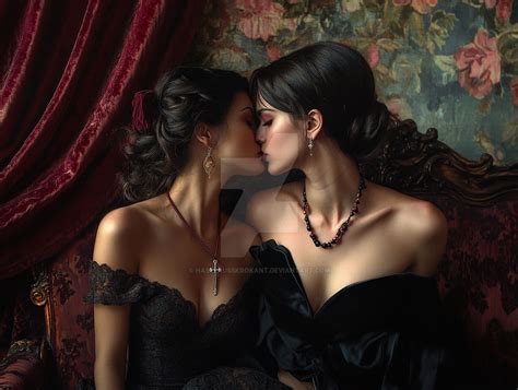 Lesbian Boudoir Temptation In Lace And Velvet By Haselnusskrokant On