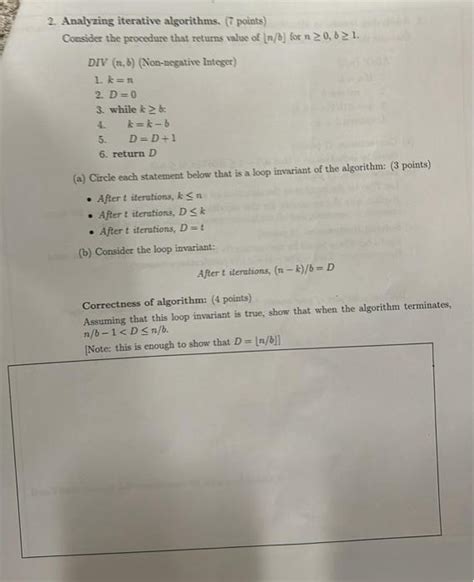 Solved 2 Analyzing Iterative Algorithms 7 Points