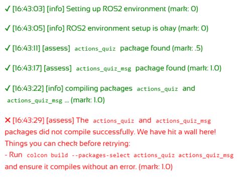 problems in compiling actions quiz ros2 in 5 days c the construct