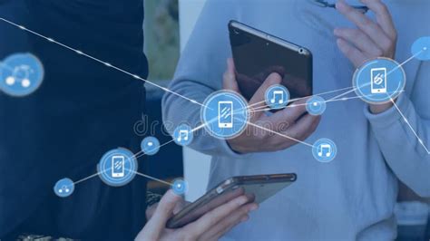 Animation Of Network Of Connections With Electronic Devices Icons Over