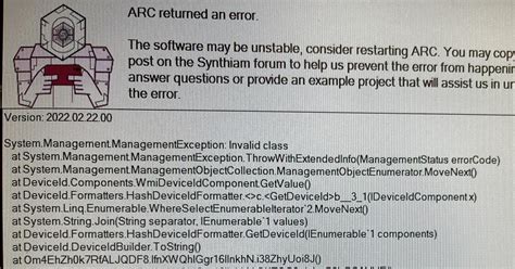 Getting Huge Error Message Starting Arc General Community Synthiam