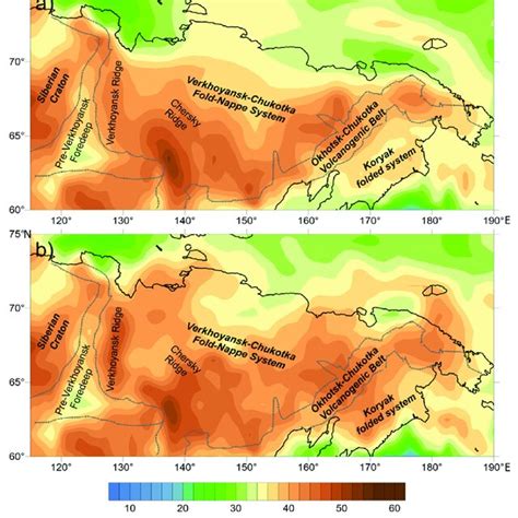Initial Moho Map A And The Corrected Moho Map B Showing Depths