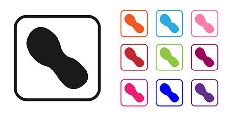 흰색 배경에 격리 된 검은 인간 발자국 신발 아이콘 신발 밑창 다채로운 아이콘을 설정합니다 벡터 0명에 대한 스톡 벡터 아트 및 기타 이미지 Istock