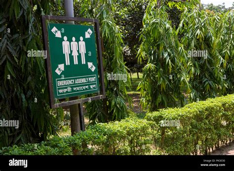 A Fire Emergency Assembly Point Outside A Factory In Bangladesh Stock