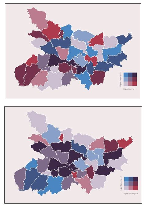 bivariate plot showing the spatial distribution of average monthly