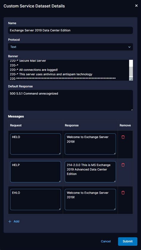 configuring a custom service dataset zscaler
