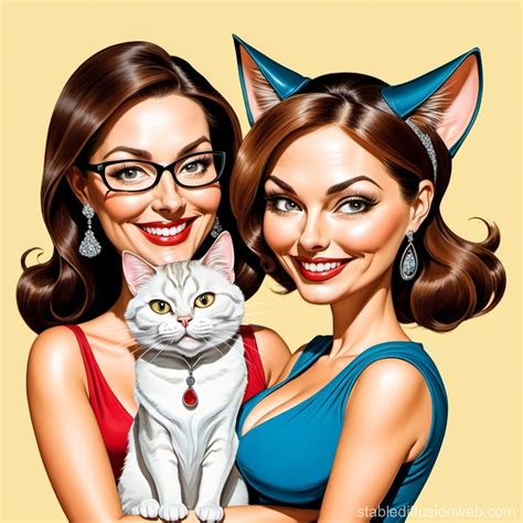 Woman And Her Pet Cat Stable Diffusion Online