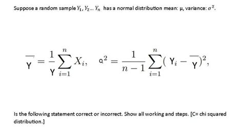 Suppose A Random Sample Y Y Yn Has A Normal Chegg