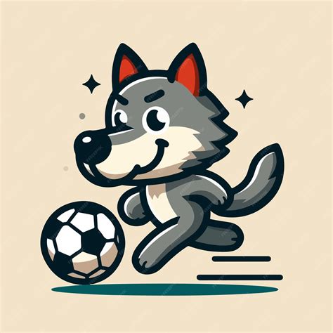 Premium Vector Illustration Of A Wolf Playing Ball In A Flat Vector Cartoon Style And Mascot