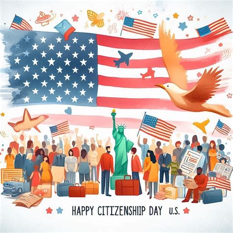 Us Citizenship Watercolor Illustration Premium Ai Generated Image