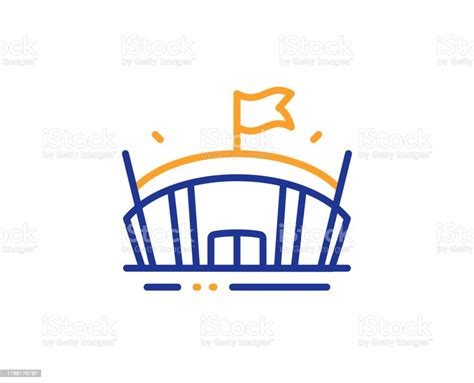 스포츠 경기장 라인 아이콘입니다 깃발 표지판이 있는 아레나 스포츠 콤플렉스 벡터 0명에 대한 스톡 벡터 아트 및 기타 이미지 0명 건축 경쟁 Istock