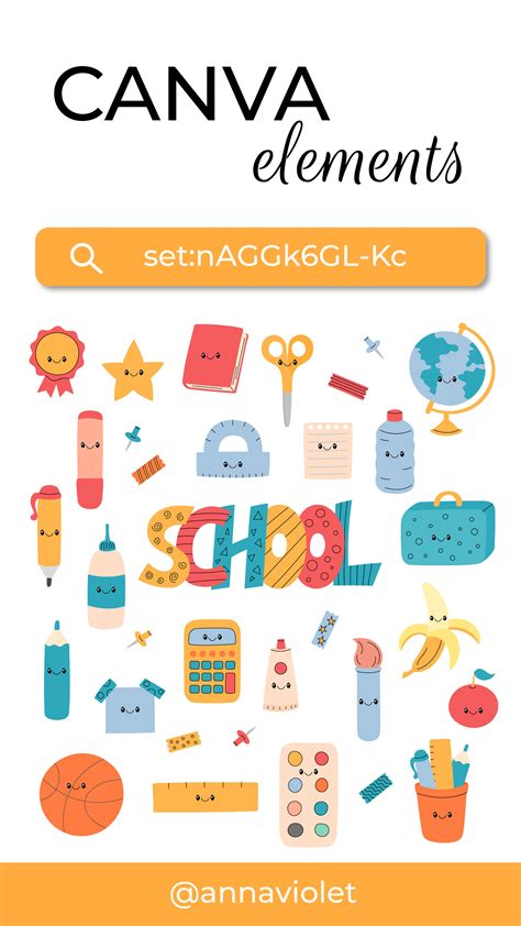Canva Elements Keyword School Supplies And Items Cute Stationery Characters Canva Clipart