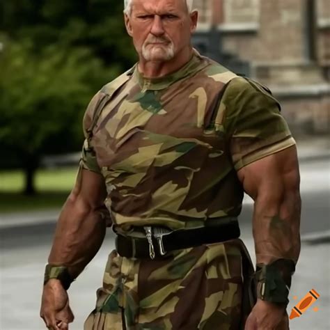 Image Of A Strong Older Man In Military Uniform On Craiyon