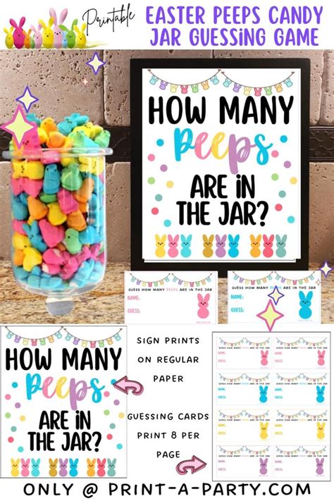 Printable Easter Peeps Candy Jar Guessing Game Cute For Parties Classroom Church Or The Office