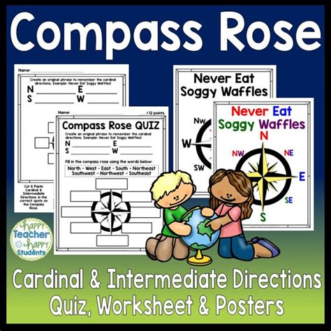 Compass Rose Worksheet Set Quiz Signs Word Search Digital Download Etsy