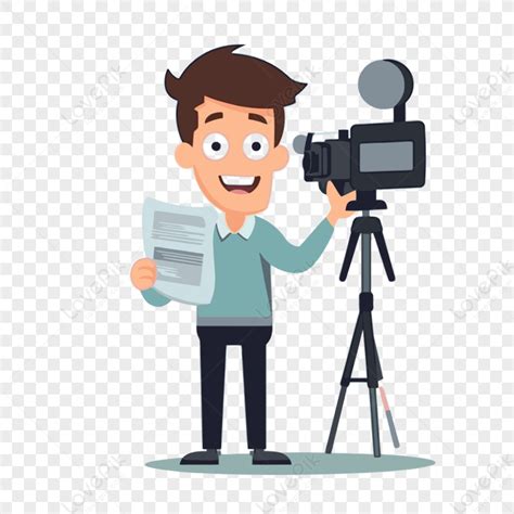 Reportero De Noticias Clipart Personaje Con Una Cámara Y Dibujos