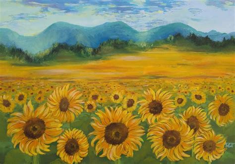 Картина Поле с подсолнухами Картины Живопись Подсолнухи