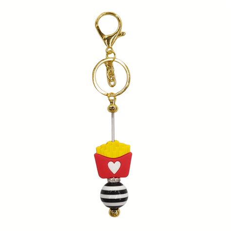 Cartoon Fast Food Beaded Keychain Cute Silicone Key Chain Temu Denmark