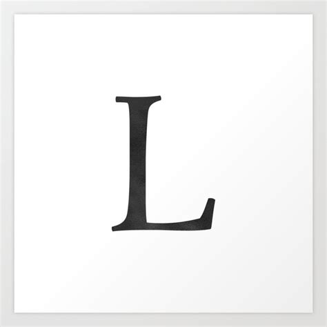 Letter L Initial Monogram Black And White Art Print By Simple Luxe By Nature Magick Society6