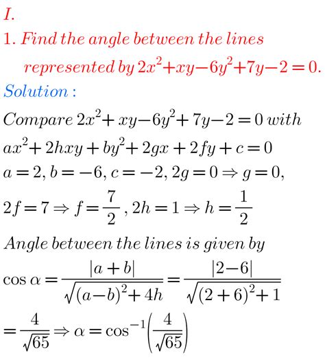 Inter Maths Solutions For Pair Of Straight Lines Exercise B MATHS GLOW