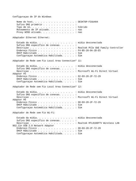 Ipconfig All Pdf Endereço De Ip Wi Fi