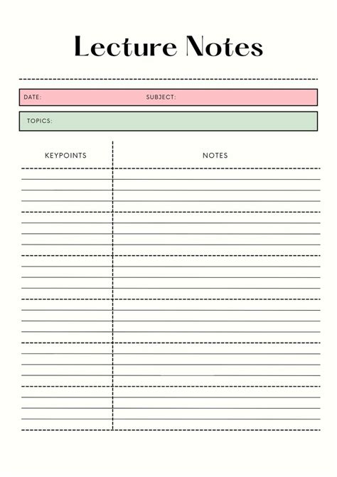 A Comprehensive Lecture Notes Template In Microsoft Word A Guide For