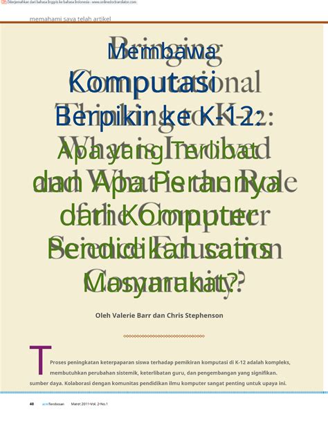 Bringing CT K12 Role Of CS Education Memahami Saya Telah Artikel Membawa Komputasi