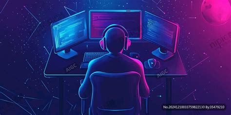ai创作图人物编程插画 程序员节banner 前端程序员 程序员招聘 软件开发人员 加班程序员 it程序员 写代码的人 电脑前插画 软件运维