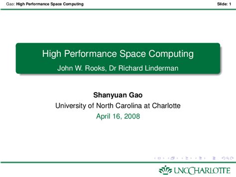 High Performance Space Computing Class Notes Ecgr 6185 Docsity
