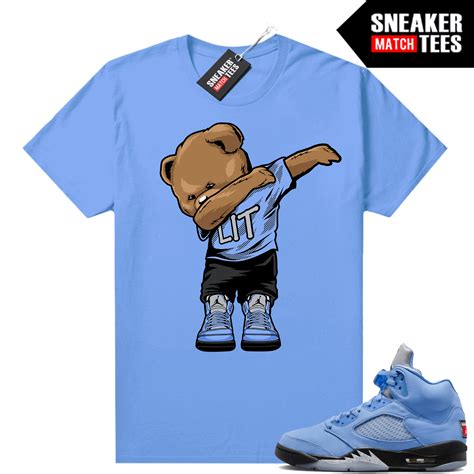 Jordan 5 Unc Shirts Sneaker Match University Blue Dabbin Bear Unc Sneaker Tees