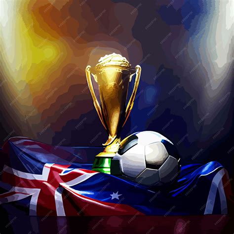 Premium Photo Soccer World Cup Trophy With The Flag Of Australia