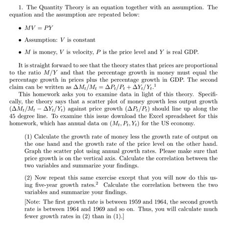 Solved By An Expert The Quantity Theory Is An ﻿equation Together With
