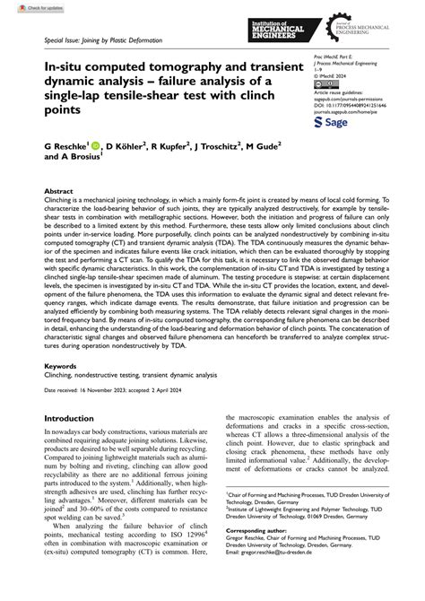Pdf In Situ Computed Tomography And Transient Dynamic Analysis