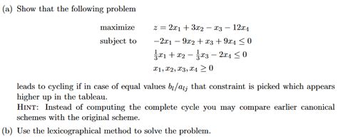 Solved A Show That The Following Problem Maximize Subject Chegg Com