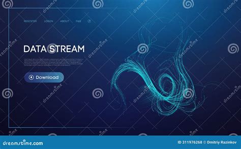 Data Stream Concept Data Visualization Information Flow Blue Technology Background Stock