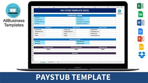 pay stub excel template