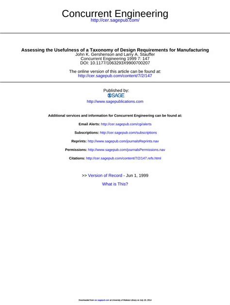 Pdf Assessing The Usefulness Of A Taxonomy Of Design Requirements For Manufacturing Dokumen Tips