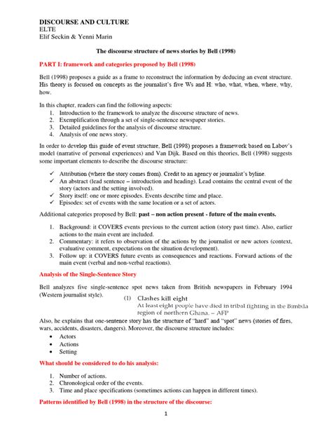 Bell Discourse Structure Seckin And Marin Pdf News Discourse